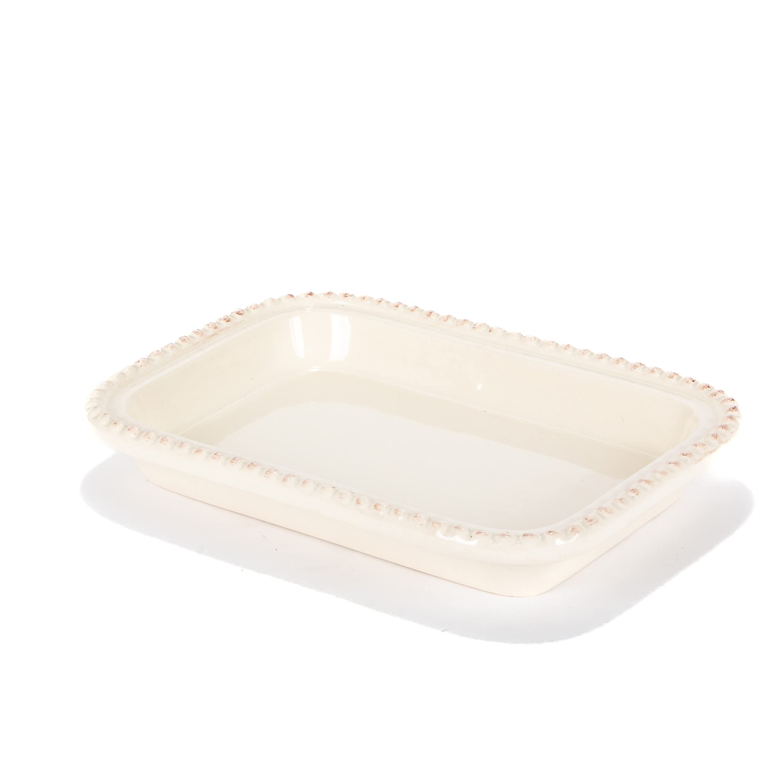 Cream Ceramic Butter Dish with Metal Work in Acanthus Leaf Design