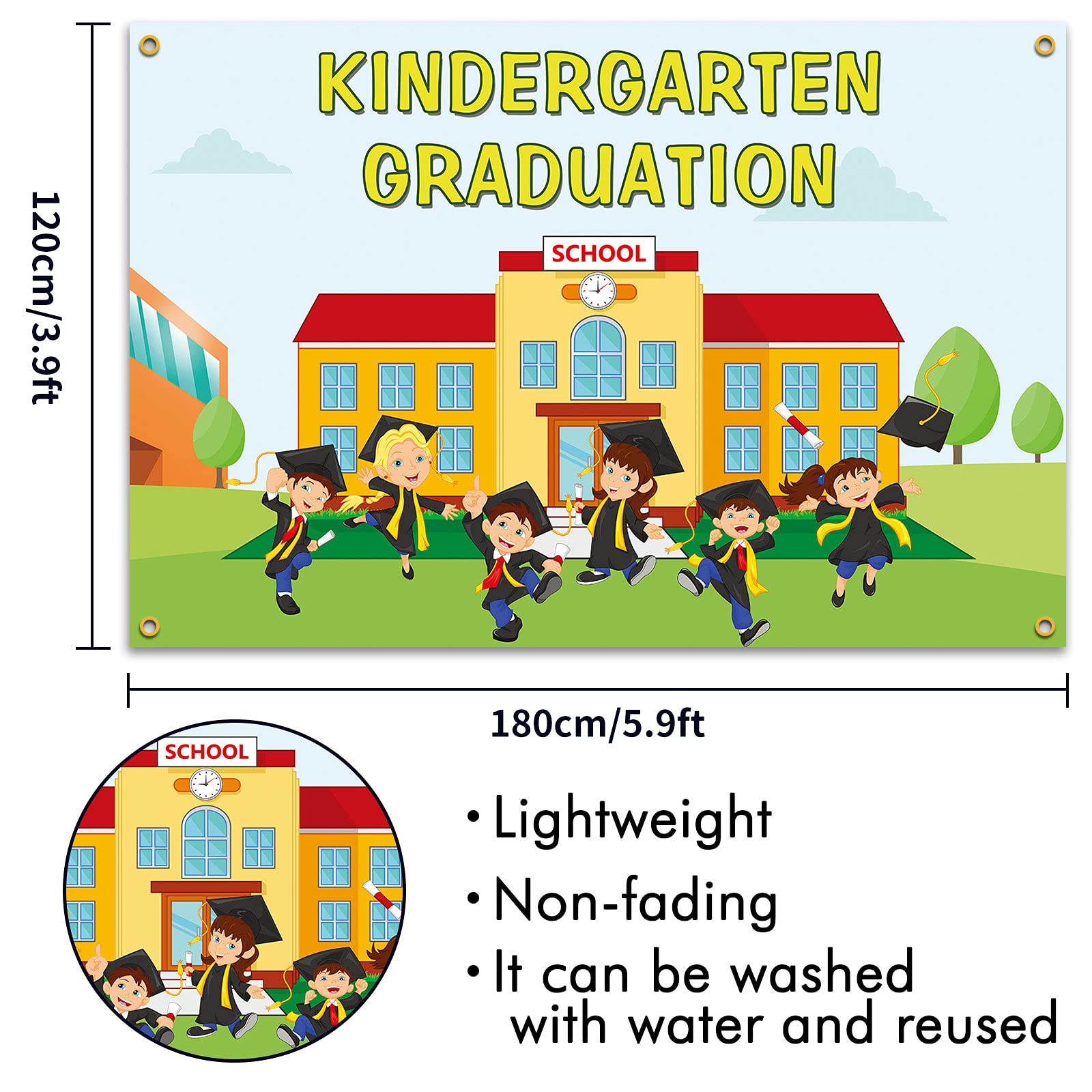 PAKBOOM Kindergarten Graduation Backdrop Banner Class for 2022 Graduation Party Decorations Supplies Background Decor for Kids Children - 3.9 x 5.9ft