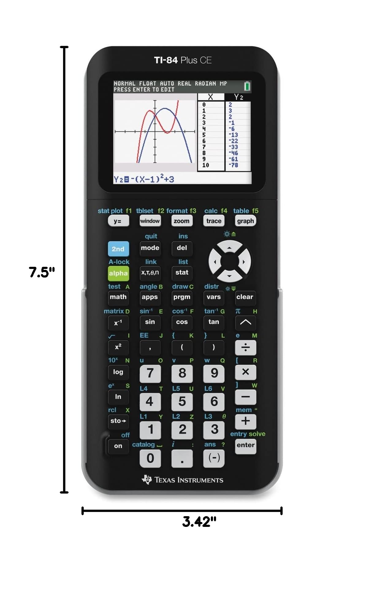 Texas Instruments TI-84 Plus CE Color Graphing Calculator, Black 7.5 Inch