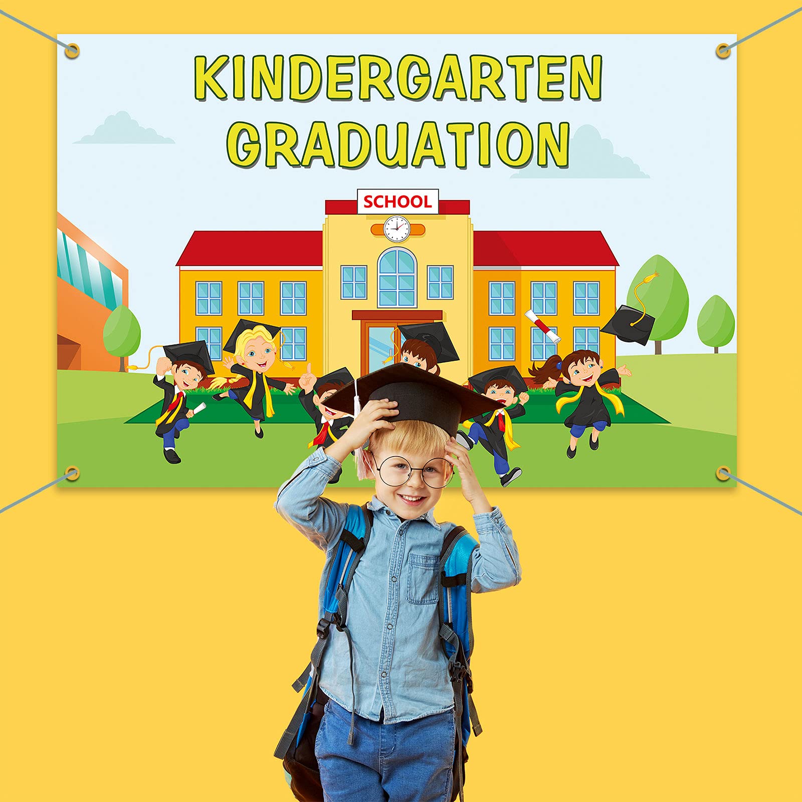PAKBOOM Kindergarten Graduation Backdrop Banner Class for 2022 Graduation Party Decorations Supplies Background Decor for Kids Children - 3.9 x 5.9ft