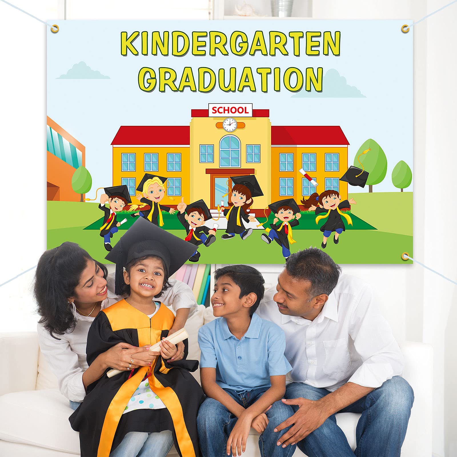 PAKBOOM Kindergarten Graduation Backdrop Banner Class for 2022 Graduation Party Decorations Supplies Background Decor for Kids Children - 3.9 x 5.9ft