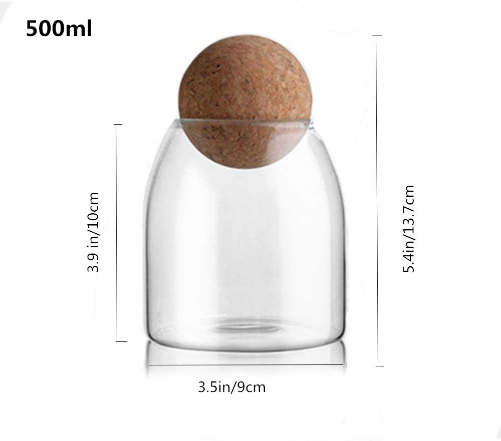 Piscepio Glass Jar with Wood Lid Ball Jar Small Food Storage Container Clear Candy Jars Canister Sugar Coffee Tea Beans Spice Salt Storage 2 PSC 500 ML