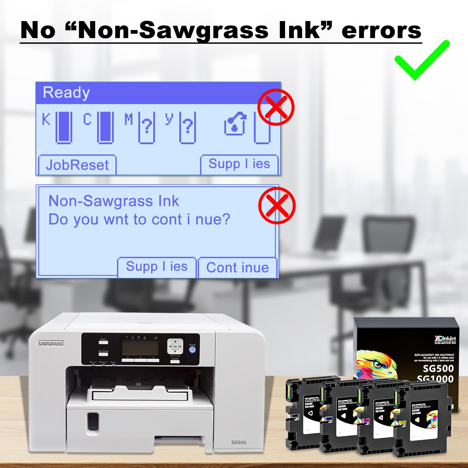 Xcinkjet New Sublimation Ink Cartridge Compatible with Sawgrass Virtuoso SG500 SG1000 Printers(1 Black, 1 Cyan, 1 Magenta, 1 Yellow, 4-Pack)