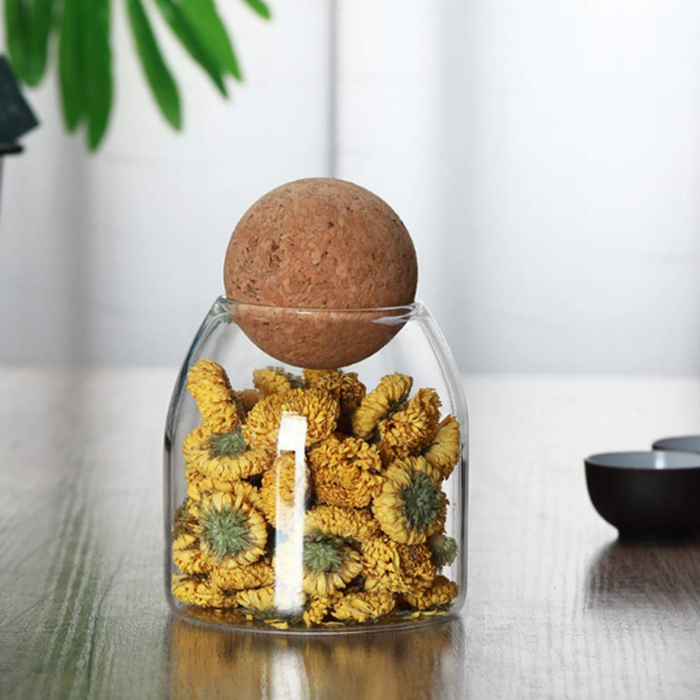Piscepio Glass Jar with Wood Lid Ball Jar Small Food Storage Container Clear Candy Jars Canister Sugar Coffee Tea Beans Spice Salt Storage 2 PSC 500 ML