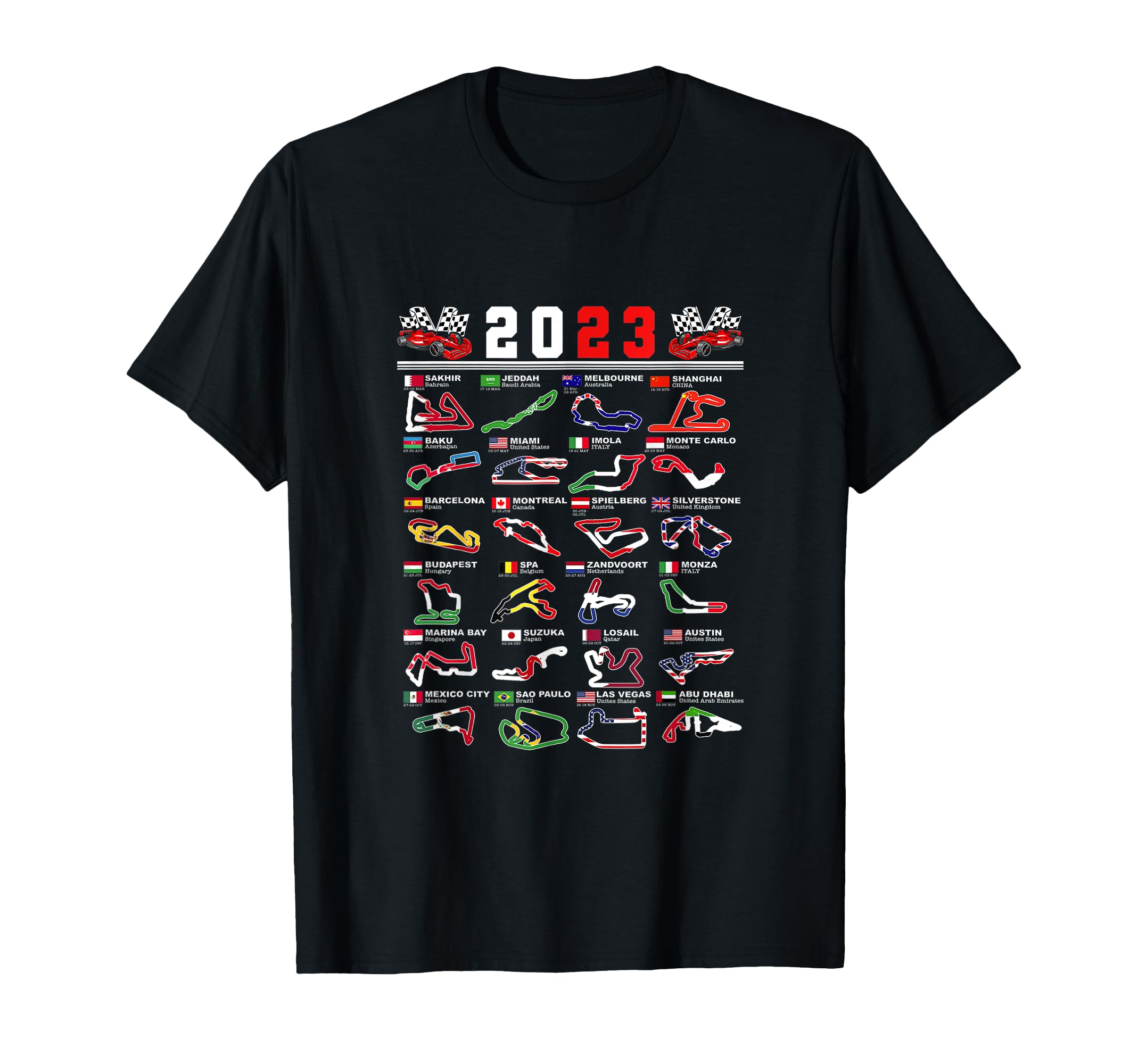 Formula Racing Open Wheel Race Car Fan 2023 World Circuits T-Shirt