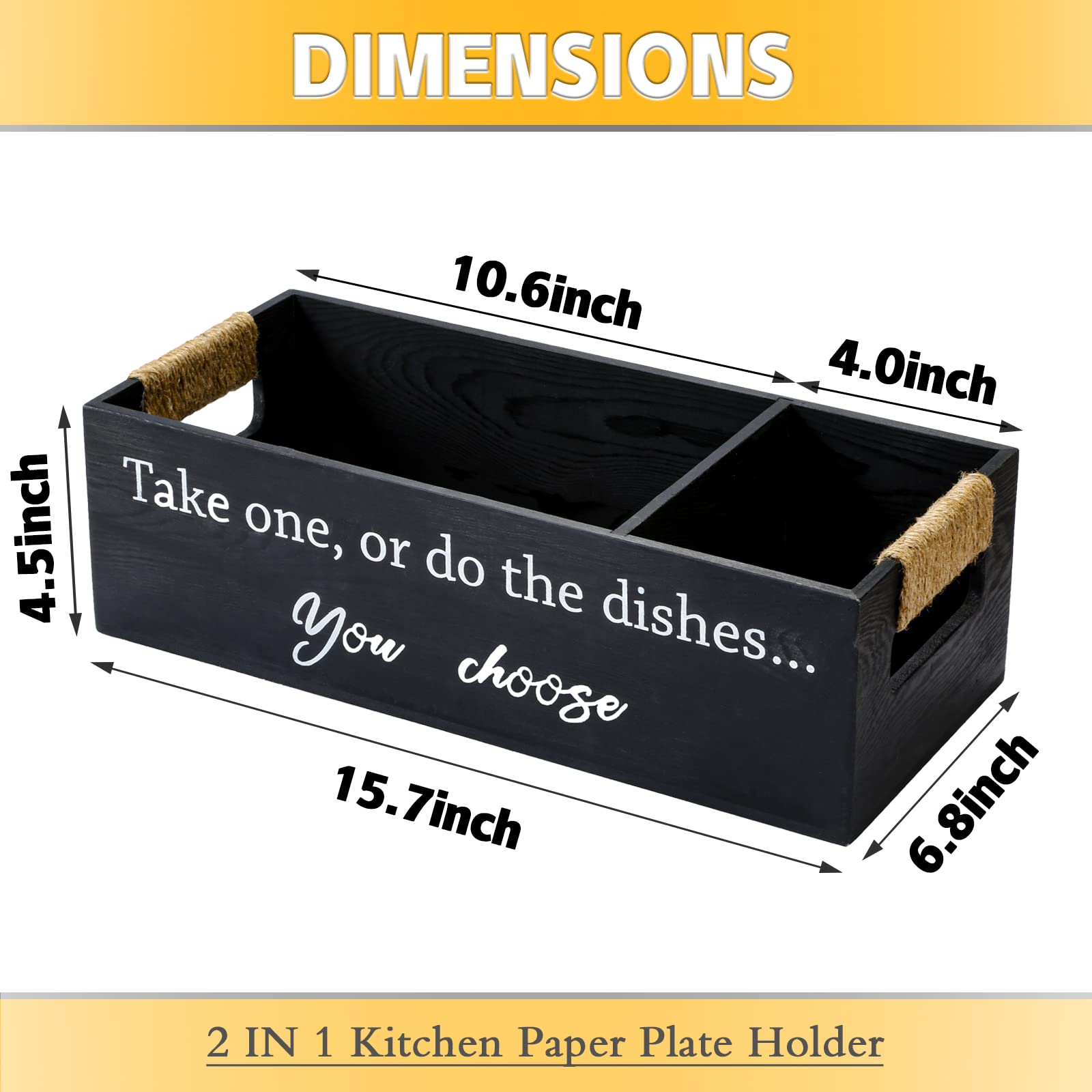Calmbee Paper Plate Holder, Plate and Cutlery Organizer with Handles, Utensil Caddy Organizer for BBQ Party Picnic Buffet for Plate Cup Fork Knives Spoon Napkin, Paper Plate organizer
