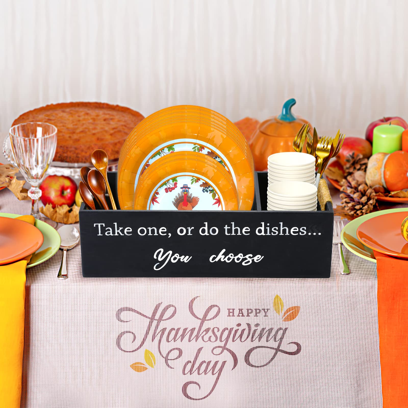 Calmbee Paper Plate Holder, Plate and Cutlery Organizer with Handles, Utensil Caddy Organizer for BBQ Party Picnic Buffet for Plate Cup Fork Knives Spoon Napkin, Paper Plate organizer