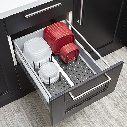 Umbra Peggy Kitchen Cupboard, Shelf and Drawer Organizer Tray - Adjustable Storage System For Food Containers, Cookware, Serveware, Utensils and More (Set of 2)