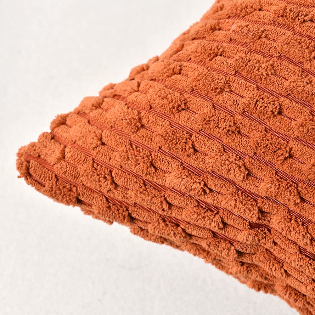 Fancy Homi 2 Packs Rust Decorative Throw Pillow Covers 18x18 Inch for Couch Bed Sofa, Modern Farmhouse Boho Home Decor, Soft Cute Plush Corduroy Cushion Case 45x45 CM