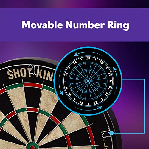 Viper by GLD Products Shot King Regulation Bristle Steel Tip Dartboard Set with Bullseye Metal Radial Spider Wire Compressed Sisal Board with Rotating Number Ring Includes 6 Darts Black