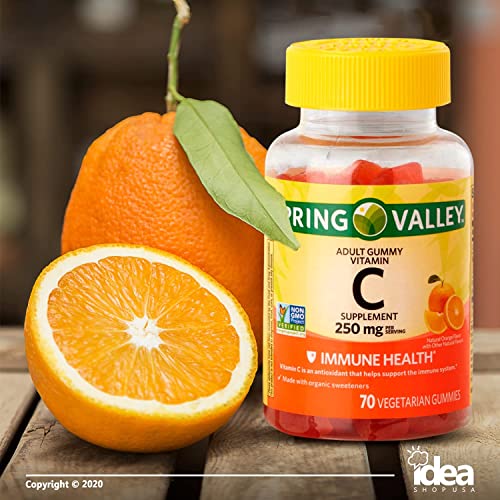 Spring Valley Vegetarian Vitamin C Gummies for Adults, 250 mg, 70 Ct + “Vitamins & Minerals - A to Z - Better Idea Guide©” (1 Pack 70 Count)