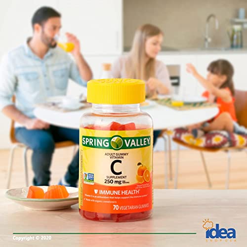 Spring Valley Vegetarian Vitamin C Gummies for Adults, 250 mg, 70 Ct + “Vitamins & Minerals - A to Z - Better Idea Guide©” (1 Pack 70 Count)