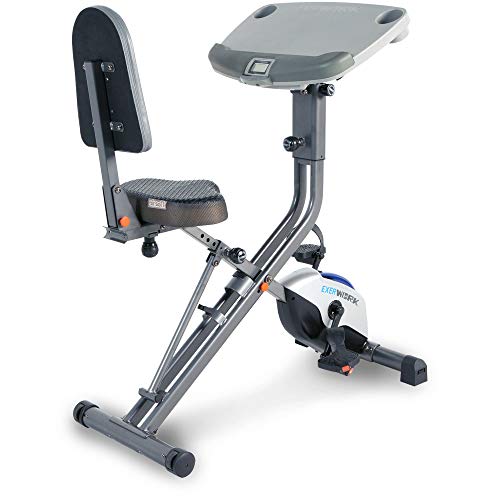 EXERPEUTIC EXERWORK 2000i Bluetooth Folding Exercise Desk Bike with 24 Workout Programs and Free App