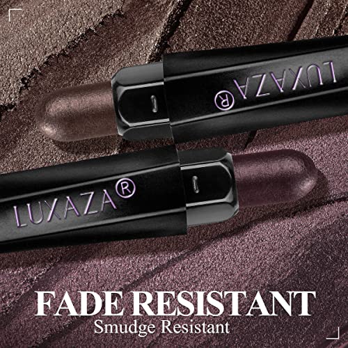 LUXAZA 6 PCS Mauve Brown Neutral Eyeshadow Stick Set, Cream Eye Shadow Pencil Makeup, Shimmer And Matte Eye Pencil,Brightener Highlighter Eyeliner Crayon Make up