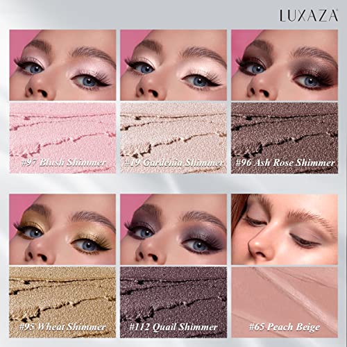 LUXAZA 6 PCS Mauve Brown Neutral Eyeshadow Stick Set, Cream Eye Shadow Pencil Makeup, Shimmer And Matte Eye Pencil,Brightener Highlighter Eyeliner Crayon Make up