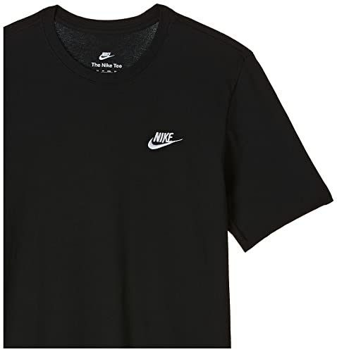 Men's Nike Sportswear Club T-Shirt, Nike Shirt for Men with Classic Fit, Black/White, L
