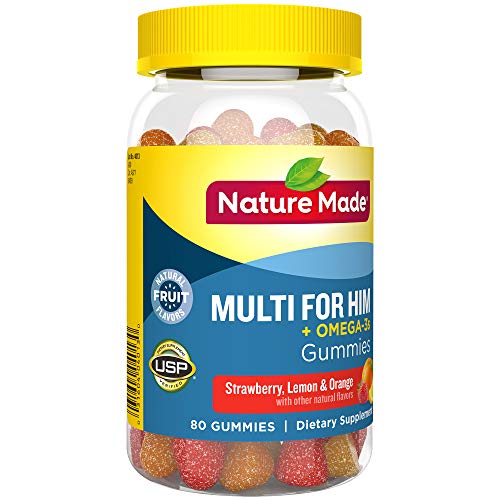 Nature Made Multivitamin for Him with Omega-3, Mens Multivitamins for Daily Nutritional Support, Multivitamin for Men, 80 Gummy Vitamins and Minerals, 40 Day Supply