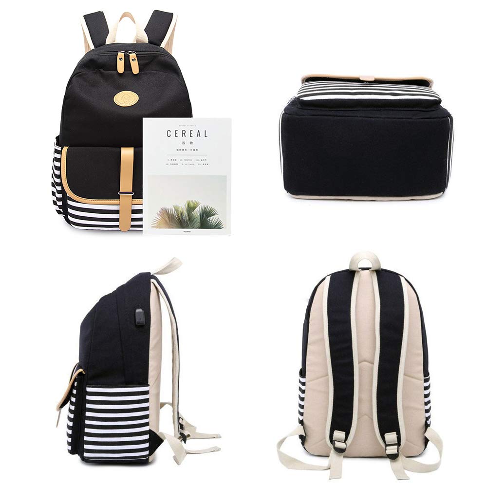 Lmeison Cute Backpack for Teen Girls, Lightweight School Bookbag 15.6'' Laptop Backpack with USB Charging Port