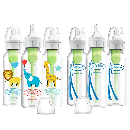 Dr. Brownās Natural FlowĀ® Anti-Colic Options+⢠Narrow Baby Bottles 8 oz/250 mL, with Level 1 Slow Flow Nipple, 6 Pack, 0m+ Balloon Animals Gift Set