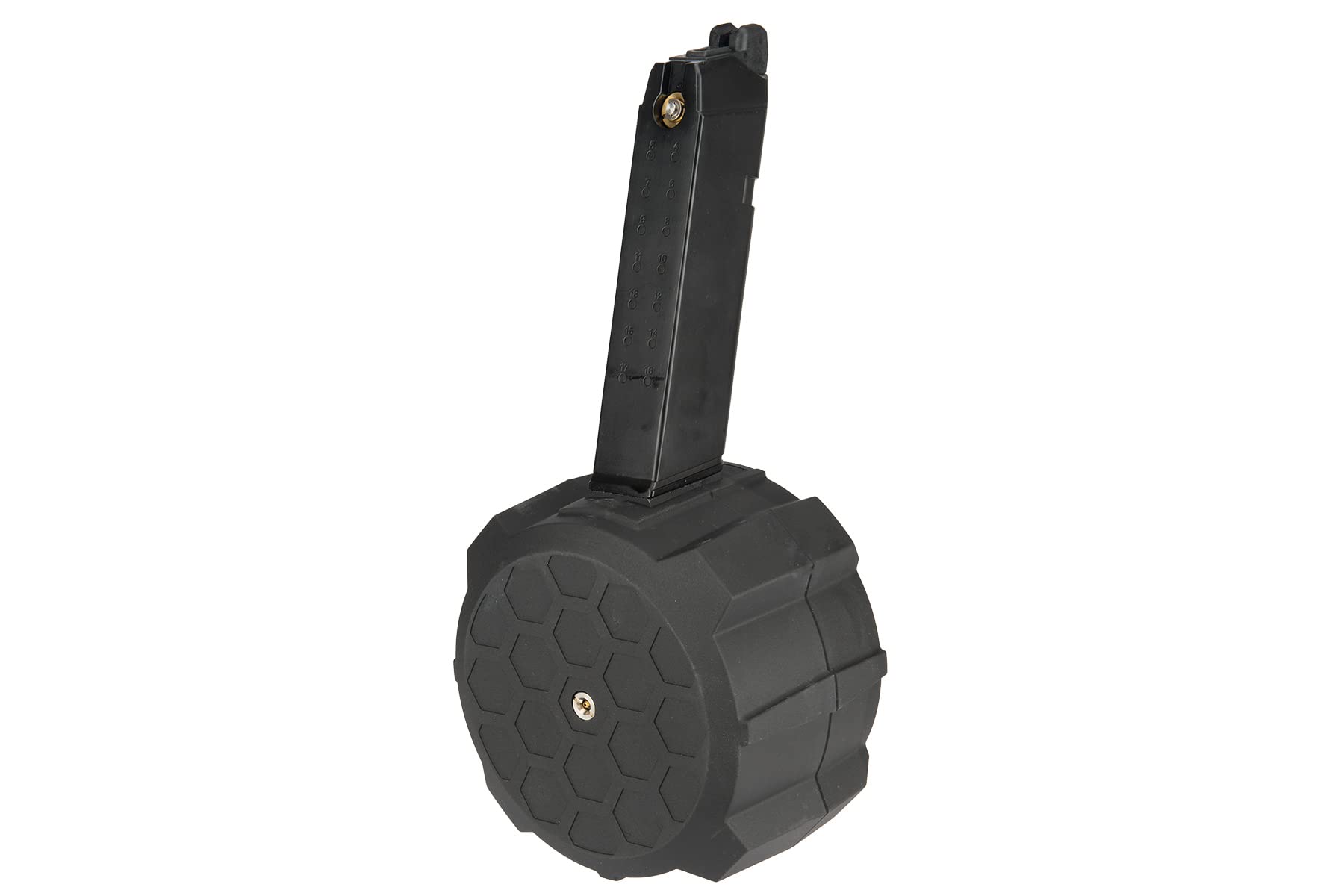 HFC 145 Round High Capacity Drum Mag 1911/AAP01/G18C/TM G Series Gas Airsoft Magazine (Color: Black/Brown)