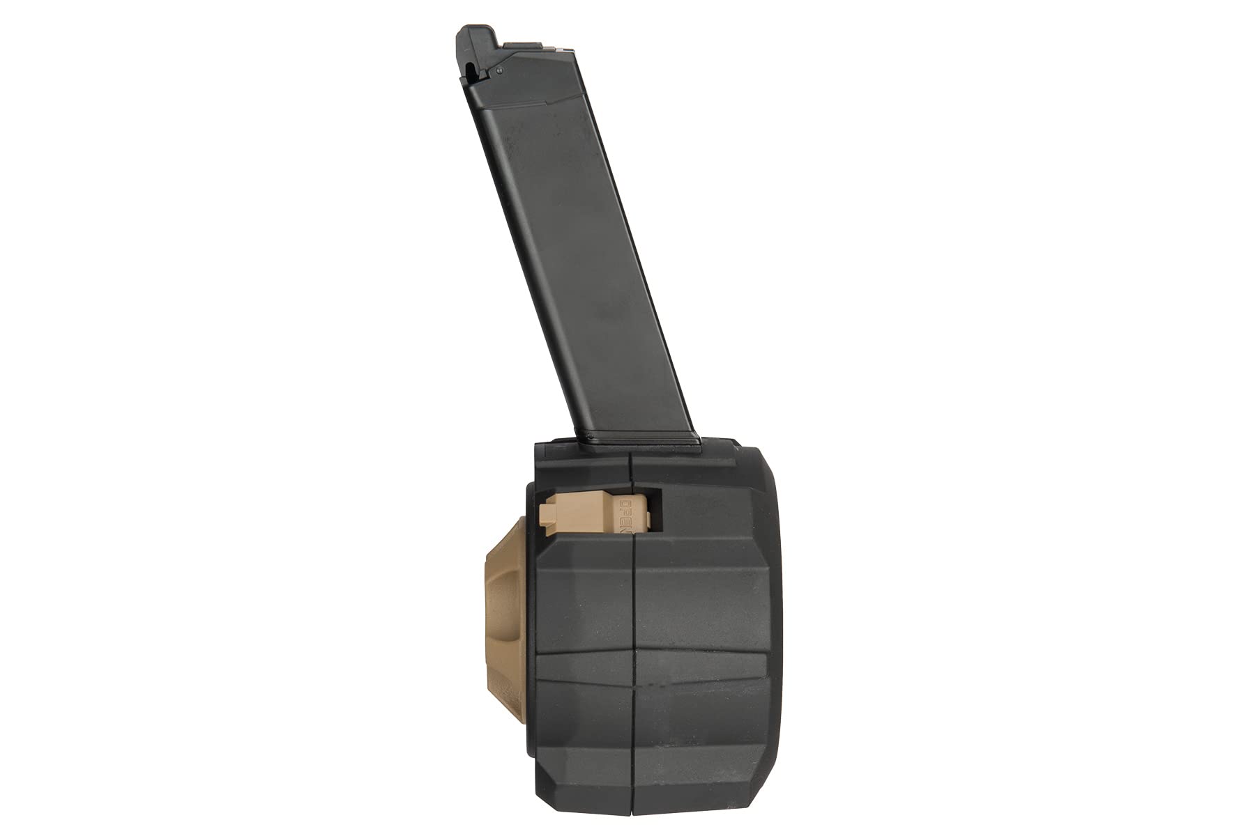 HFC 145 Round High Capacity Drum Mag 1911/AAP01/G18C/TM G Series Gas Airsoft Magazine (Color: Black/Brown)