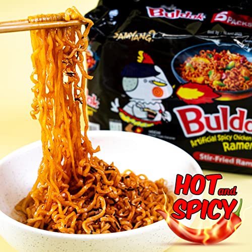 DYNAMART Samyang Buldak Chicken Stir Fried Ramen Korean Ramen (10 Flavor Combo, 10 Pack) 10 Different Flavor Spicy Chicken Noodle, Buldak Instant Noodle Variety Pack (Original, Extra Hot, Stew, Carbonara, Jjajang, Curry, Kimchi, Habanero, Cream Carbonara,