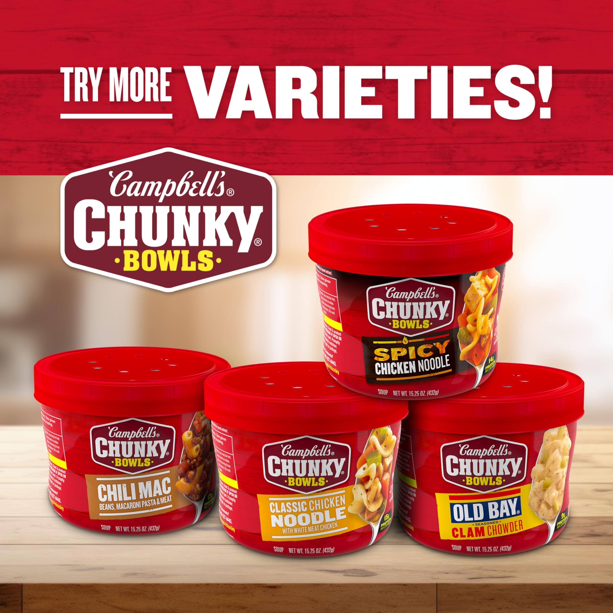 Campbell's Chunky Soup, Chili Mac Soup, 15.25 oz Microwavable Bowl (Case of 8)