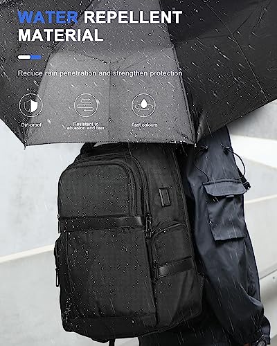 Travel Laptop Backpack for Men, Waterproof Anti Theft Backpack for Women, Hiking Backpacks with USB Type-C Charging, Business Back pack Daypack, Black Upgrade