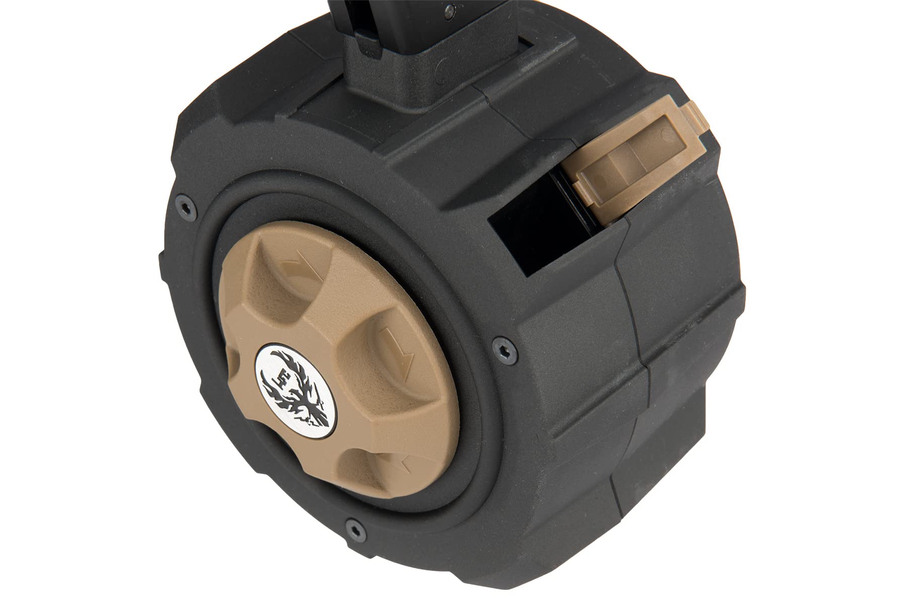 HFC 145 Round High Capacity Drum Mag 1911/AAP01/G18C/TM G Series Gas Airsoft Magazine (Color: Black/Brown)