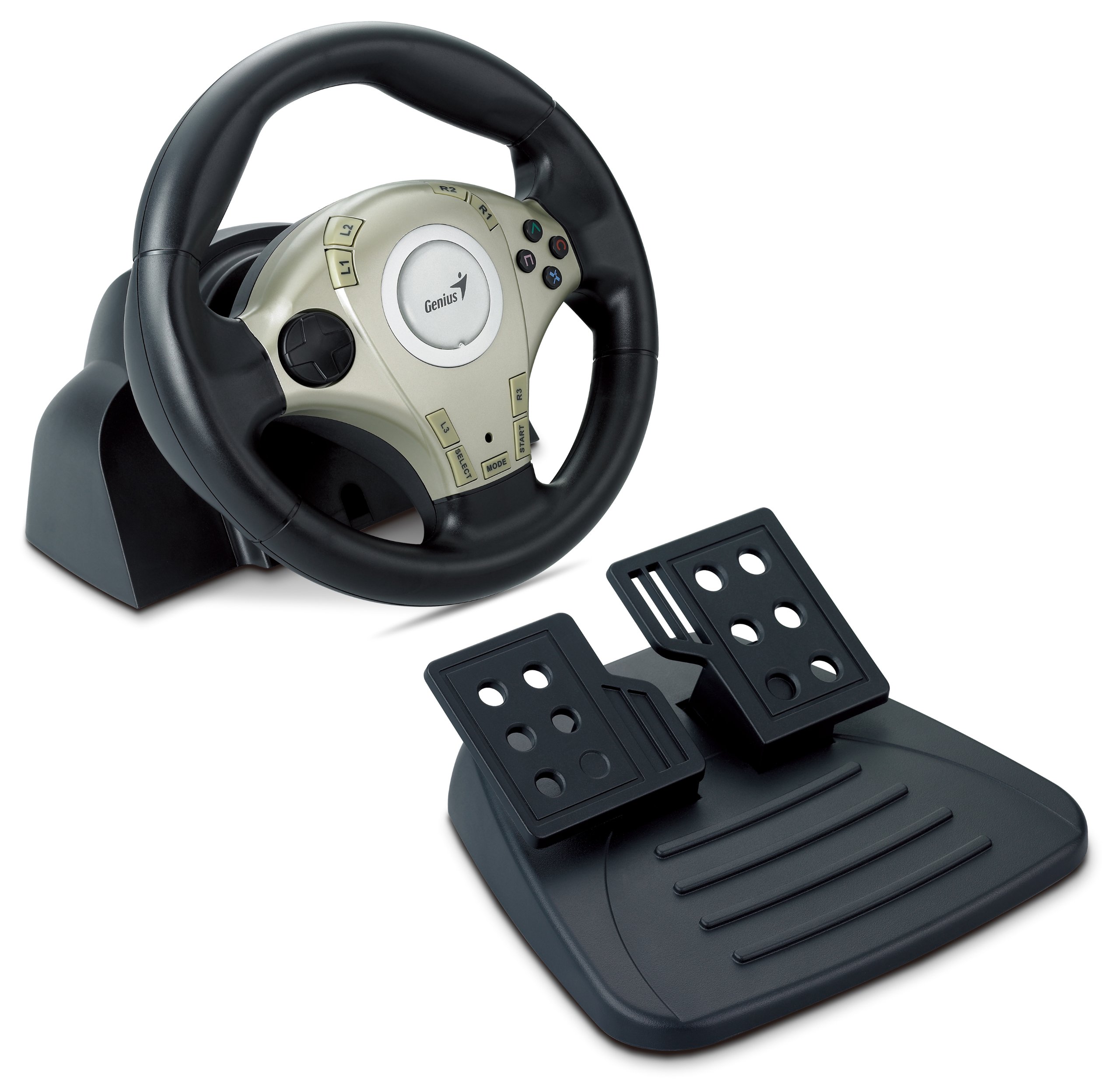 Genius TwinWheel F1 Vibration Feedback F1 Racing Wheel for PS2 and PC