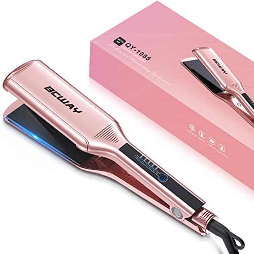 Bcway Professional Hair Straightener, 2.16'' Extra-Large Floating Titanium Flat Iron for Hair, 30s Instant Heating Straightening Iron with 5 Adjustable Temp, Anti-Static Hair Iron for All Hair Types