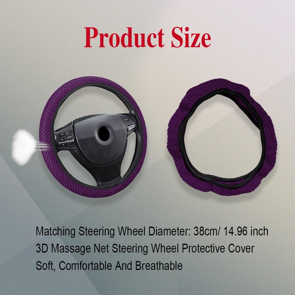 HAOBO Elastic Stretch Steering Wheel Cover, 15 Inch Automotive Steering Wheel Cover, Comfy Breathable Stretch Steering Wheel Protector, Ice-Silk Cloth Polyester Steering Wheel Cover for Men Women