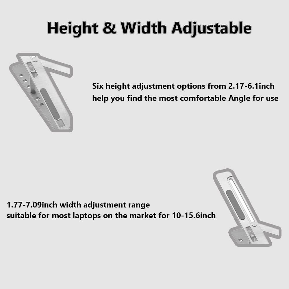 TENGYI T up Portable Laptop Stand, Multi-Angle Riser with Heat-Vent, Aluminum X-Shaped Computer Holder with Anti-Slip Rubber Compatible with 9-15.6 inch Notebooks PAD and so on (Silver)