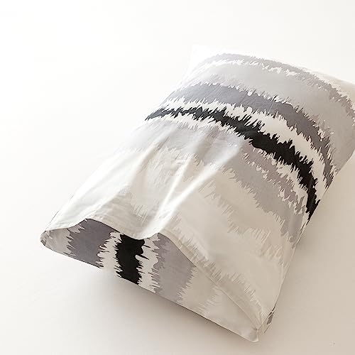 YuHeGuoJi Abstract Geometric Duvet Cover King 100% Cotton Gradient Striped Duvet Cover 3 Pcs Set 1 Black and White Stripe Duvet Cover with Zipper Ties 2 Pillowcases Neutral Wave Patterned Bedding