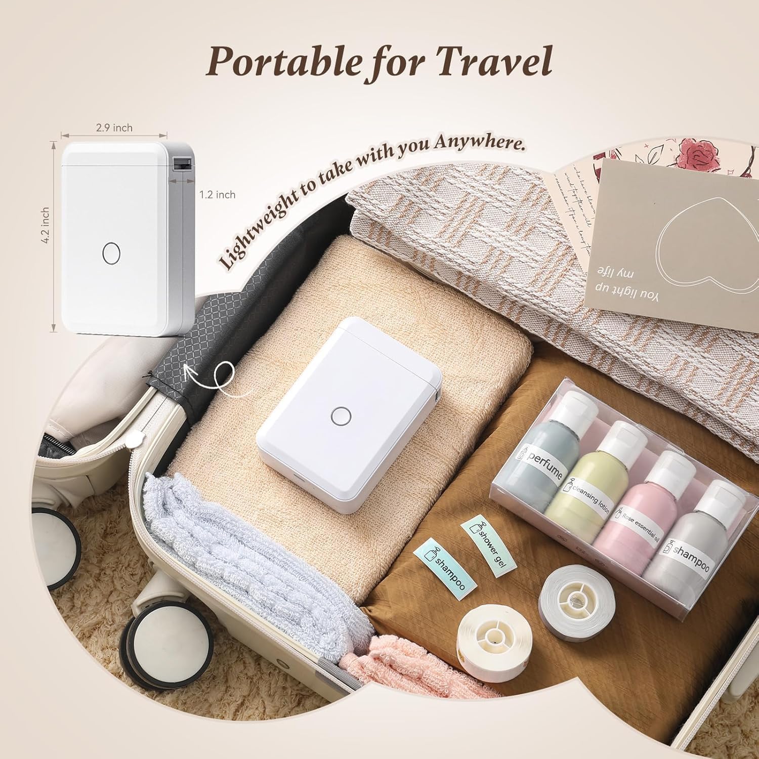 Label Maker D110 Bluetooth Thermal Label Maker Machine with Tape, Portable Inkless Label Printer Handheld & Rechargeable with Multiple Templates for Home Office, Compatible with iOS Android, White