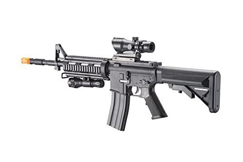 350 FPS Heavy Version M4 Airsoft Spring Rifle w/Flashlight and Red Dot Sight (Color: Black) (Large)