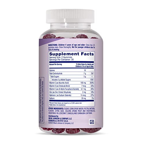Enfakid Elderberry Daily Gummy Multivitamin: Vitamin C, D & E, Selenium & Zinc, Elderberry Flavored Immune Support Gummies for Kids, high in antioxidants, gelatin free & vegetarian, 60 count
