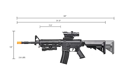 350 FPS Heavy Version M4 Airsoft Spring Rifle w/Flashlight and Red Dot Sight (Color: Black) (Large)