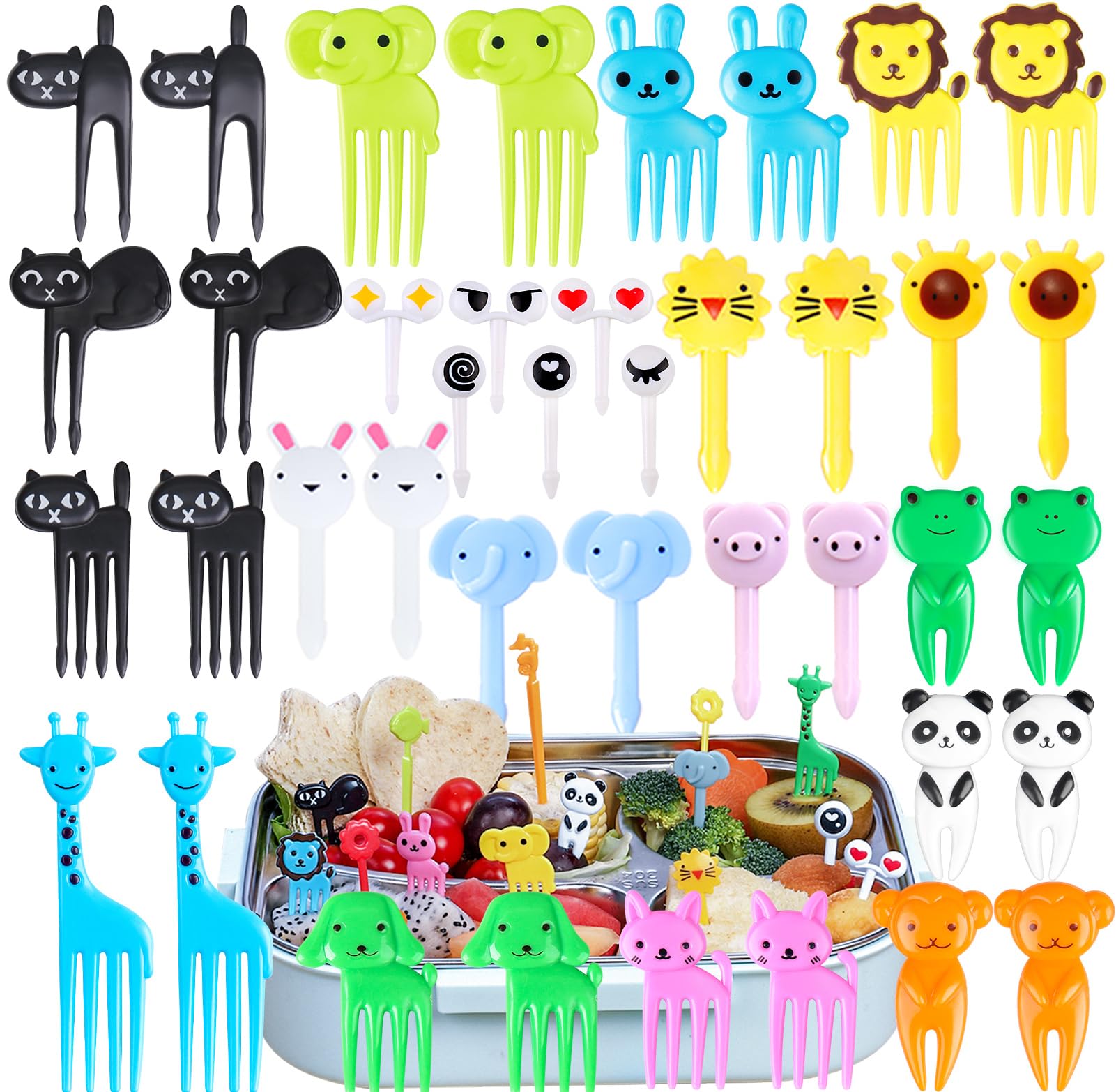 120PCS Animal Food Picks for Kids, Vicuna R Toddler Food Picks BPA-Free, Fun Kids Food Picks for Bento Box, Reusable Cute Fruit Toothpicks, Kids Lunch Accessories Decorations