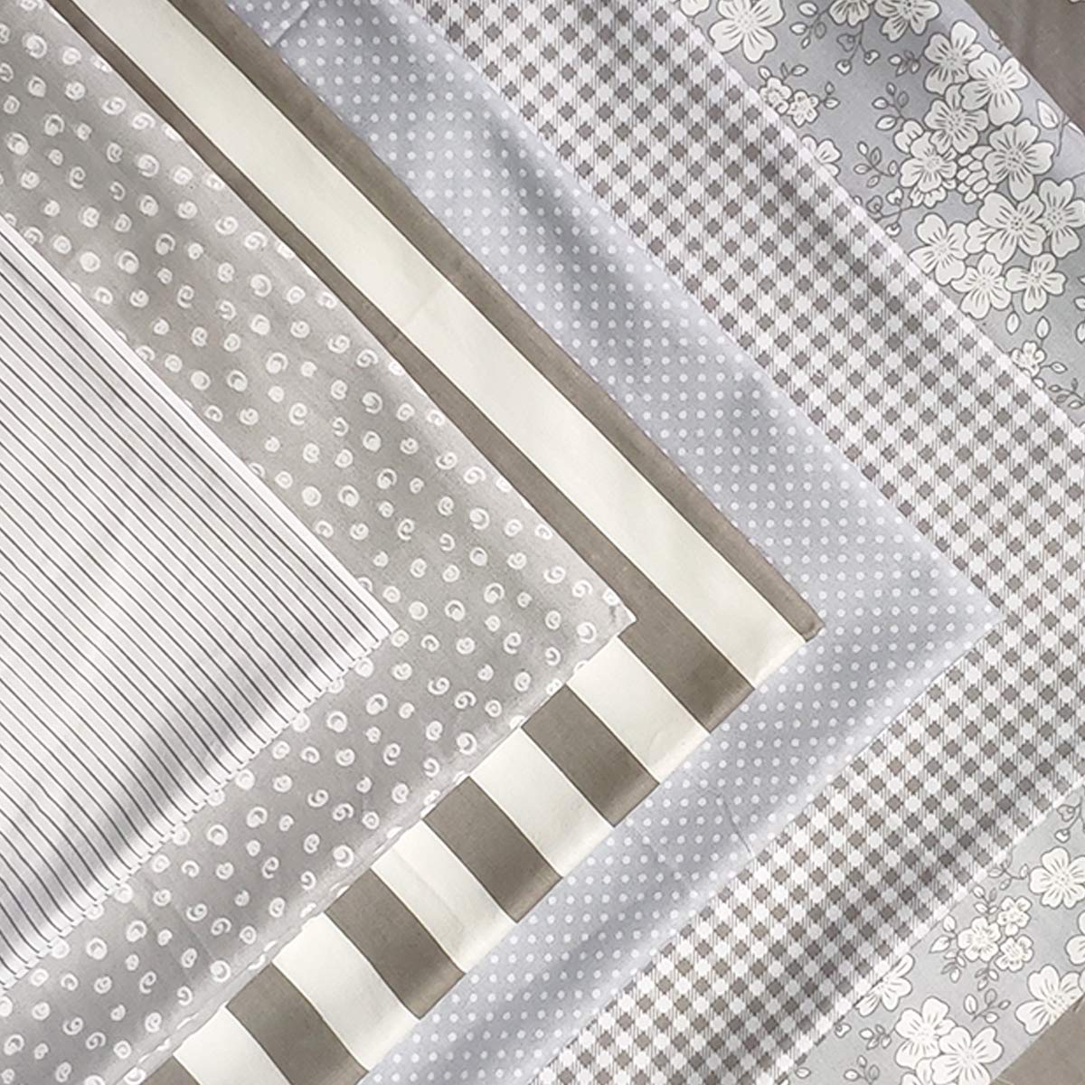 Misscrafts 7pcs Quilting Fabric 100% Cotton Craft Fabric Bundle Squares Grey Fat Quarters 18" x 22" for Patchwork DIY Sewing Scrapbooking