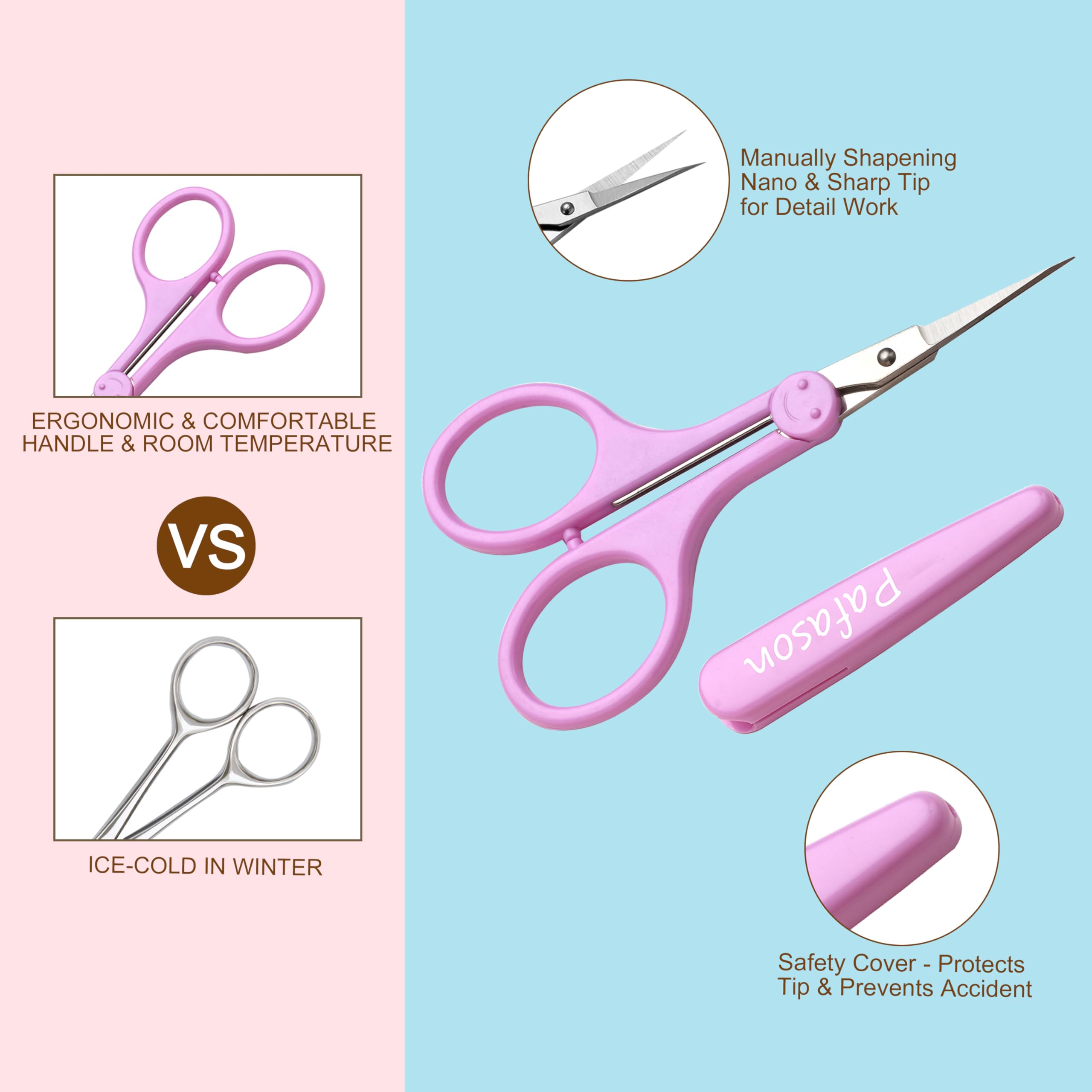 PAFASON 4" Stainless Steel Detail Craft Scissors Set with Straight & Precise Tips & Safety Cover Ideal for Scrapbooking, Paper Cutting, Sewing, Crafting, Quilting