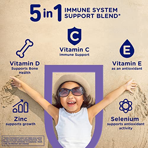Enfakid Elderberry Daily Gummy Multivitamin: Vitamin C, D & E, Selenium & Zinc, Elderberry Flavored Immune Support Gummies for Kids, high in antioxidants, gelatin free & vegetarian, 60 count