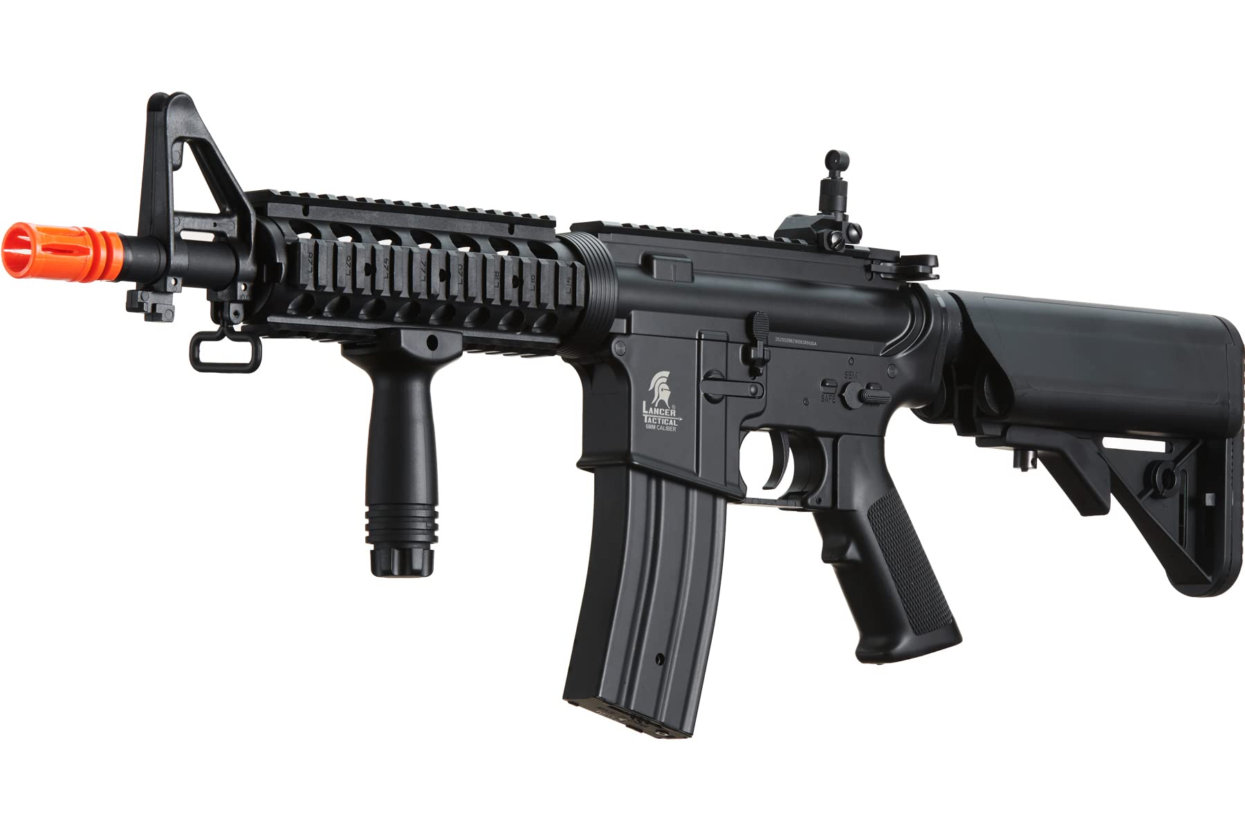 Lancer Tactical RAS CQB MK18 Airsoft AEG Piactinny Rifle w/Nimh Battery & Charger, 1000 Rounds 0.20g 6mm BBS (Color: Black)