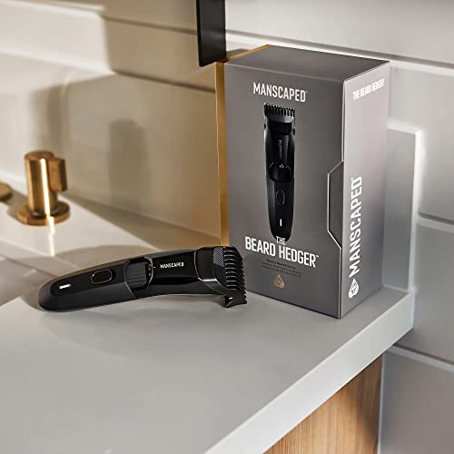 MANSCAPED® The Beard Hedger™ Premium Precision Men's Beard Trimmer, 20 Length Adjustable Blade Wheel, Stainless Steel T-Blade for Precision Facial Hair Trimming, Cordless Waterproof Wet/Dry Clipper
