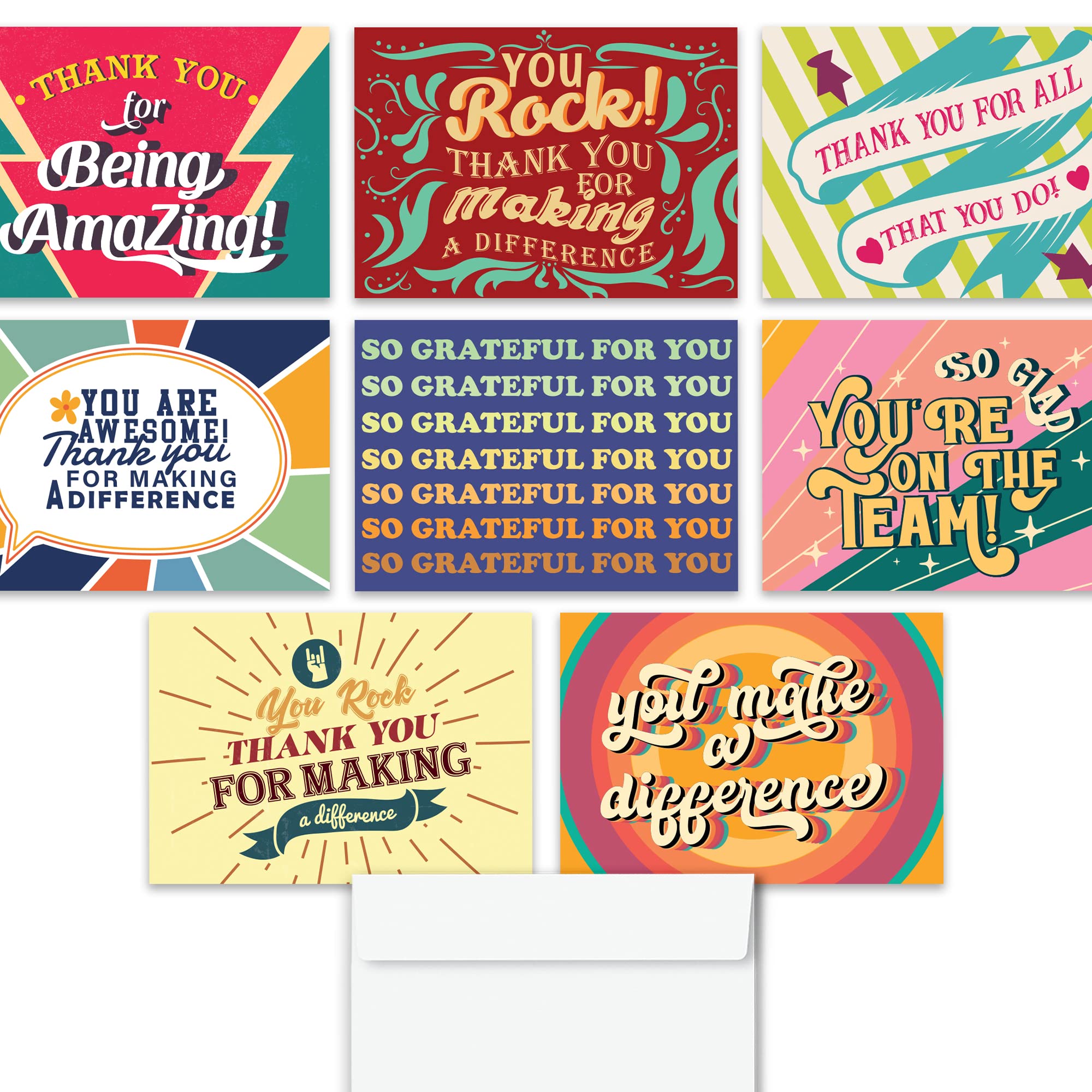 Hat Acrobat Employee Appreciation Cards with Envelopes - 24 Encouragement Cards to Inspire Your Team, Staff, Appreciation Cards for Students or The Perfect Appreciation Gifts Compliment (8 designs)