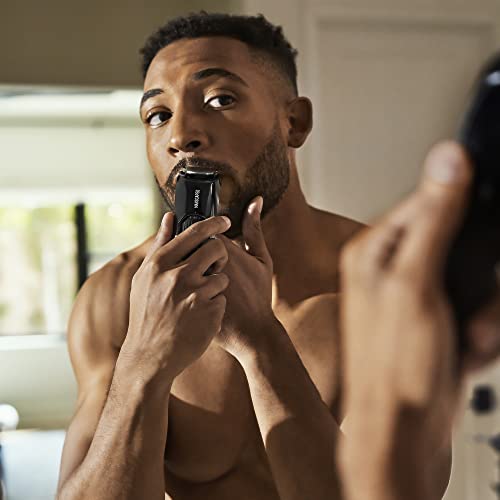 MANSCAPED® The Beard Hedger™ Premium Precision Men's Beard Trimmer, 20 Length Adjustable Blade Wheel, Stainless Steel T-Blade for Precision Facial Hair Trimming, Cordless Waterproof Wet/Dry Clipper