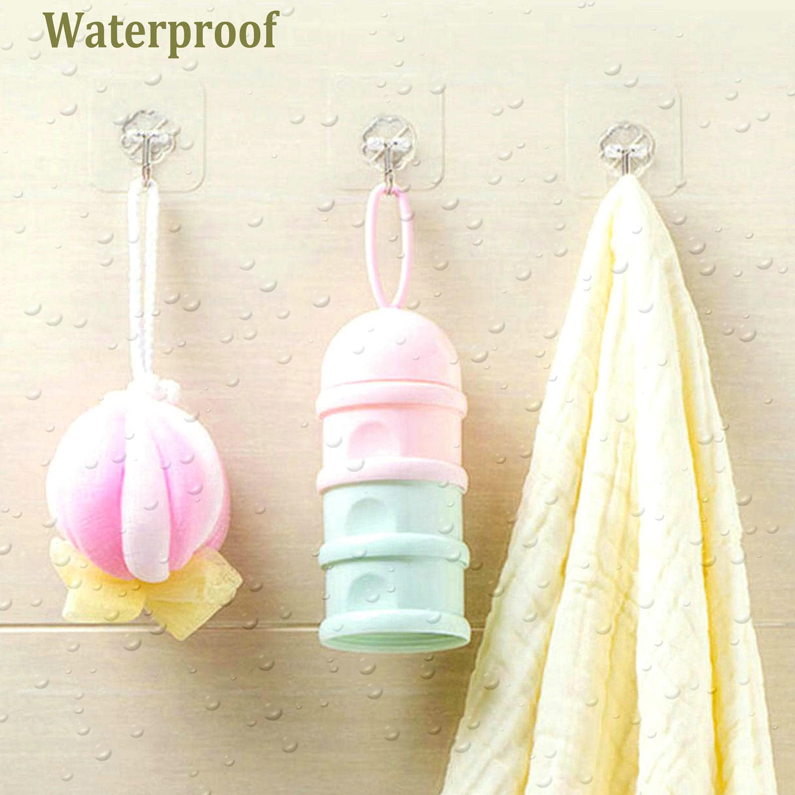 Jwxstore Wall Hooks for Hanging 33lb(Max) Heavy Duty Self Adhesive Hooks 24 Pack Transparent Waterproof Sticky Hooks for Keys Bathroom Shower Outdoor Kitchen Door Home Improvement Utility Hooks