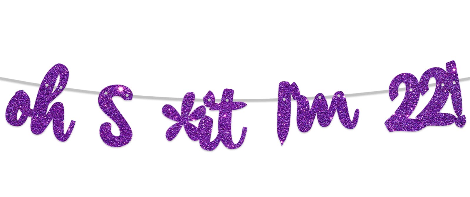 Oh S*it I’m 22! Banner Backdrop Glitter Purple Hello 22 Cheers to 22 Years Old Theme Decorations Decor for Man Woman Happy 22nd Birthday Party Supplies Photo Studio Prop Favors