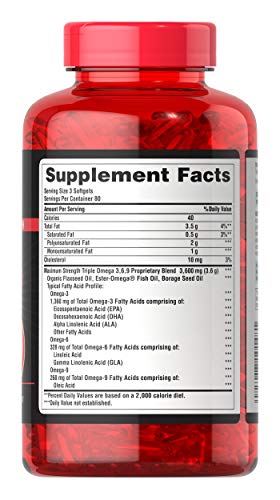 Triple Omega 3-6-9 Fish, Flax and Borage, supports healthy joints B00AZ10SQA White 240 Count (Pack of 1)