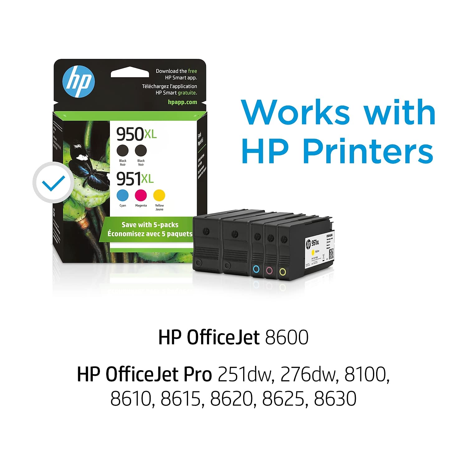 4-pack Replacement Set for HP 950XL 951XL Ink Cartridges, Latest Chipset, Compatible with HP Officejet Pro 8610 8620 8600 8600 plus 8100 8630 8640 8660 8615 8625 251dw 271dw Printer
